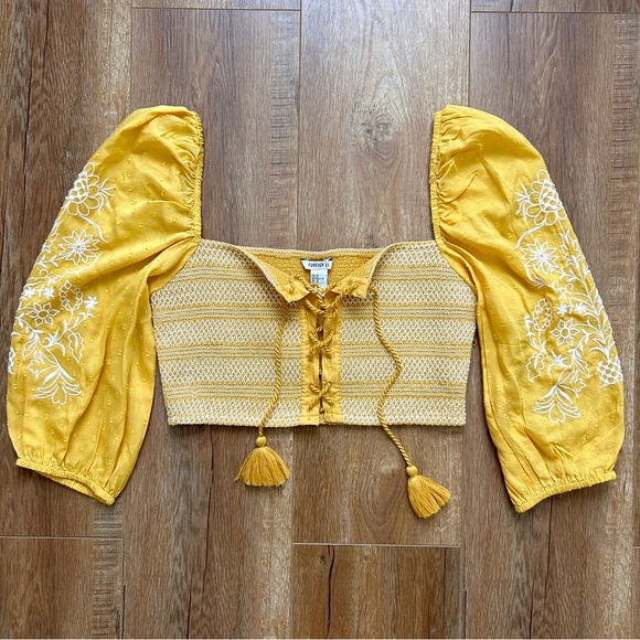 Forever 21 | Tops | Nwt Bobo Embroidered Yellow Crop Top Size Medium ...
